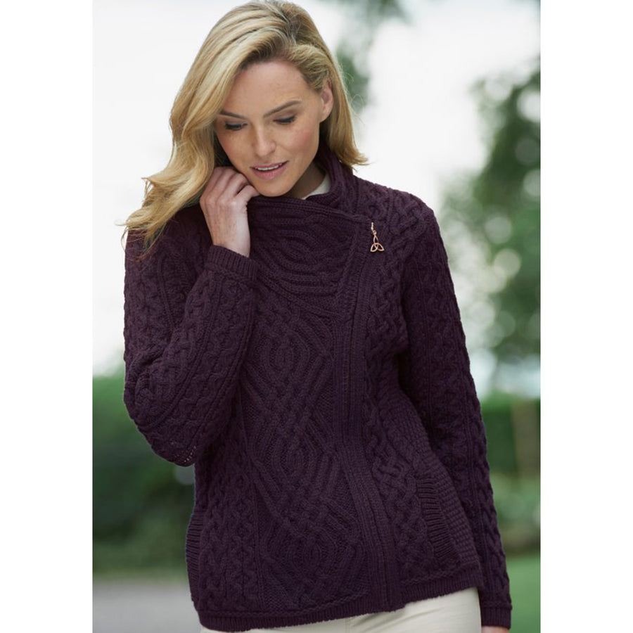 Ladies Cable Knit Zip Cardigan | Side Zip Sweater – The Celtic Ranch