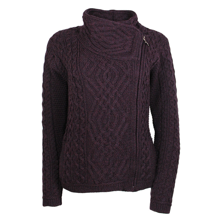 Ladies Cable Knit Zip Cardigan | Side Zip Sweater – The Celtic Ranch